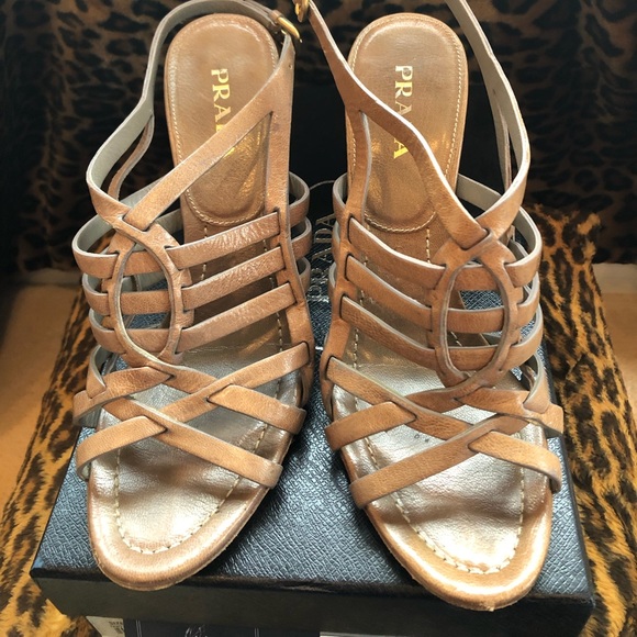 Prada | Shoes | Prada Strappy 4 Inch Heel Sandal | Poshmark